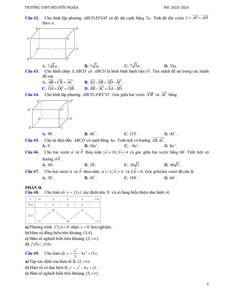 Giải Bài Toán Đề Cương Giữa Kì 1 Toán 12 Năm 2025 – 2026 Trường Thpt Bùi Hữu Nghĩa – Cần Thơ ...